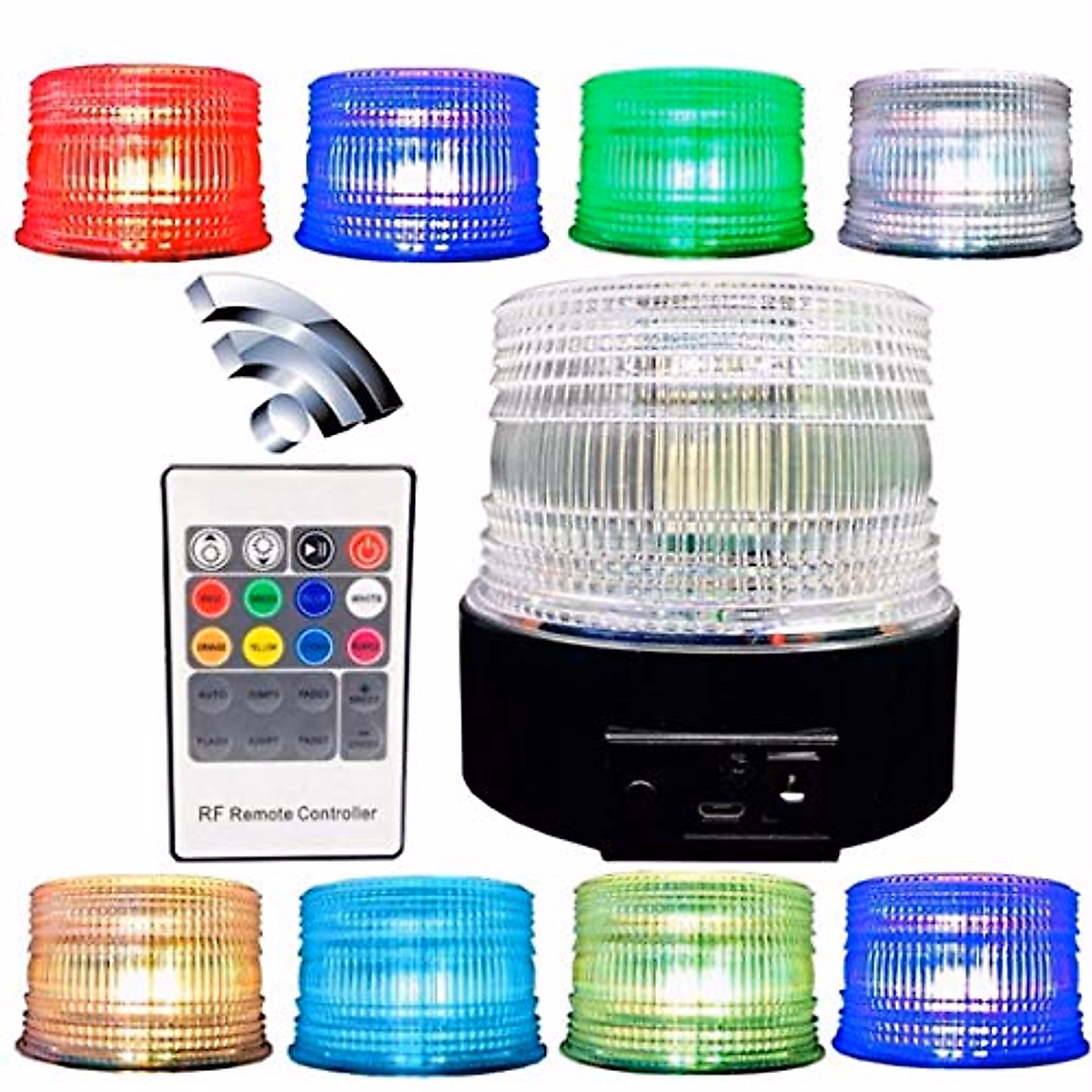 TOPKU Battery LED Strobe Light, Rechargeable Magnetic Flashing Emergency Warning Beacon,8 Color Remote Control, Univisal for Vehicles