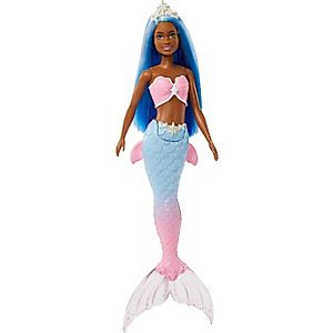 Barbie Dreamtopia Mermaid Doll with Blue Hair, Pink & Blue Ombre Tail & Headband Accessory