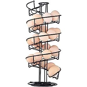 Toplife Spiral Design Metal Egg Skelter Dispenser Rack, Storage Display Rack, Black