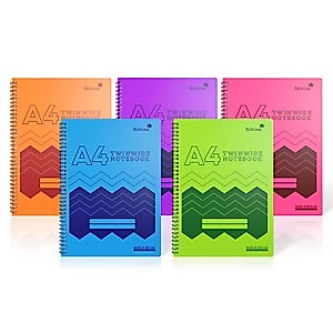 Silvine 160 Page A4 Wirebound Notebooks with Durable Wipe Clean Covers [Assorted Pack of 5]