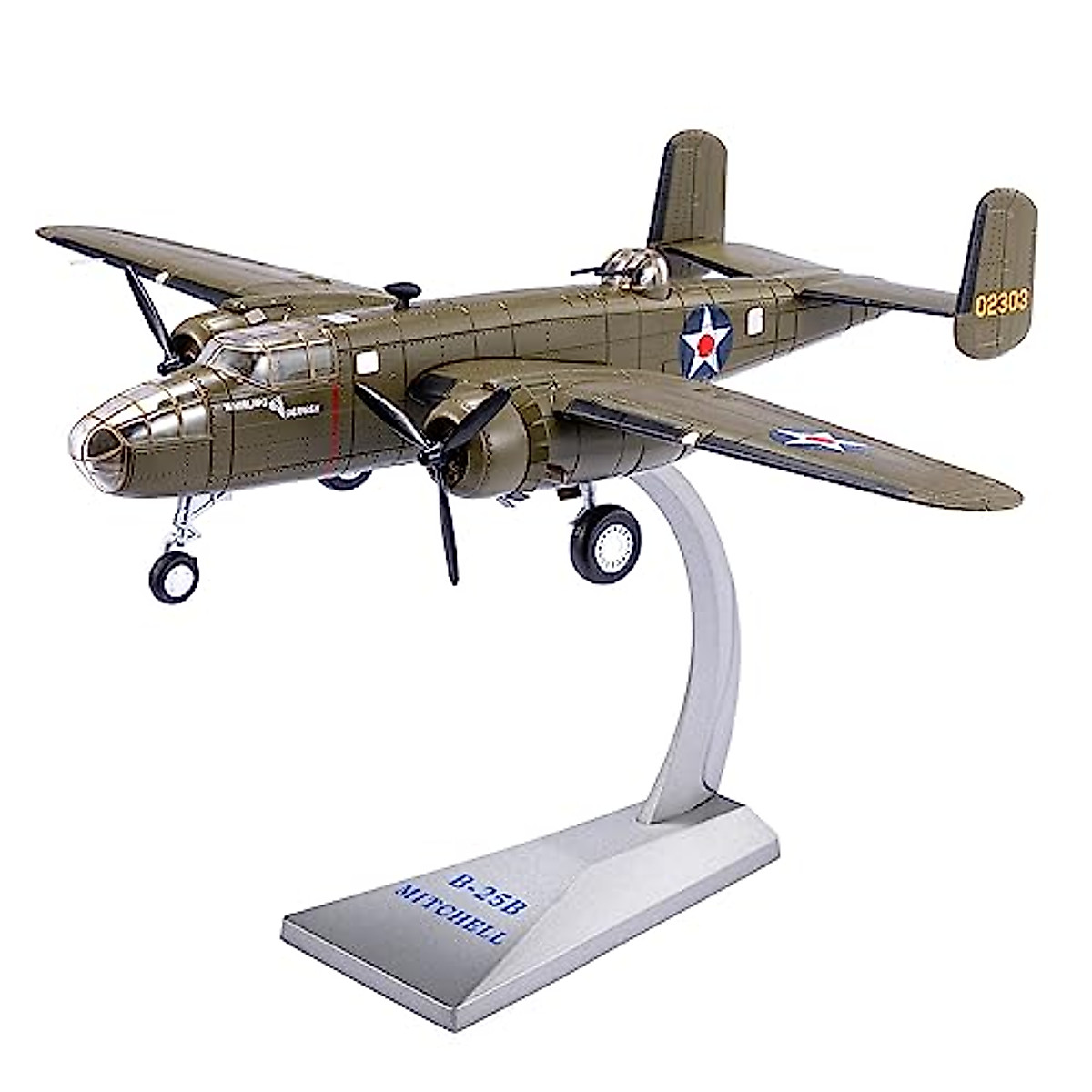 NUOTIE B-25B Mitchell Tokyo Raid 1/72 Bomber Metal Model Kits with Stand WWII Diecast Alloy Airplane Combat Plane Prebuild Military Aircraft Collection(Wispper)