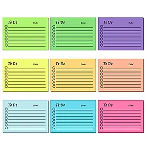450 Sheets 9 Pads to Do List Sticky Notes, 2.8x4 in Lined Notepad Assorted Colors Adhesive Memo to Do List for Daily Planner Reminder Checklist Home Office Supplies