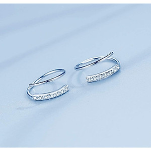 Reffeer 925 Sterling Silver CZ Crawler Earrings Wrap Cuff Earrings For Women Teen (A-Silver)