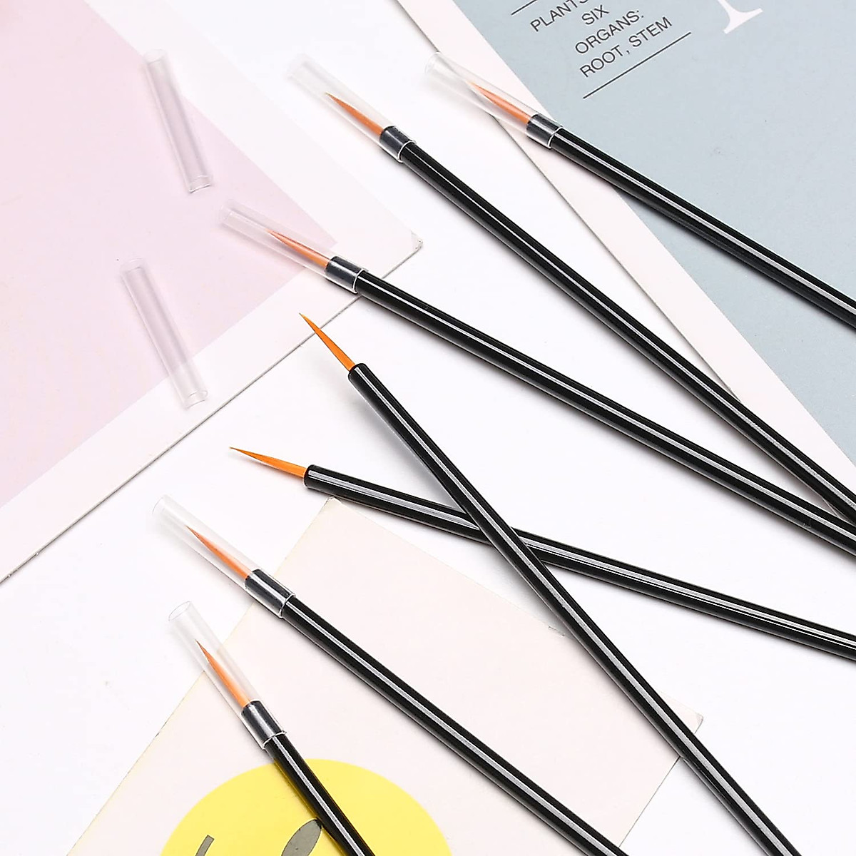 Akstore Disposable Eyeline Mascara Brushes Eyelash Brush Wands Applicator Makeup Brush Tool Kits (Black-Yellow 200PCS)