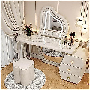 Makeup Vanity with Lights,Vanity Desk with Chair, Drawers Makeup Table with Lighted Mirror, 3 Lighting Colors for Women Girls