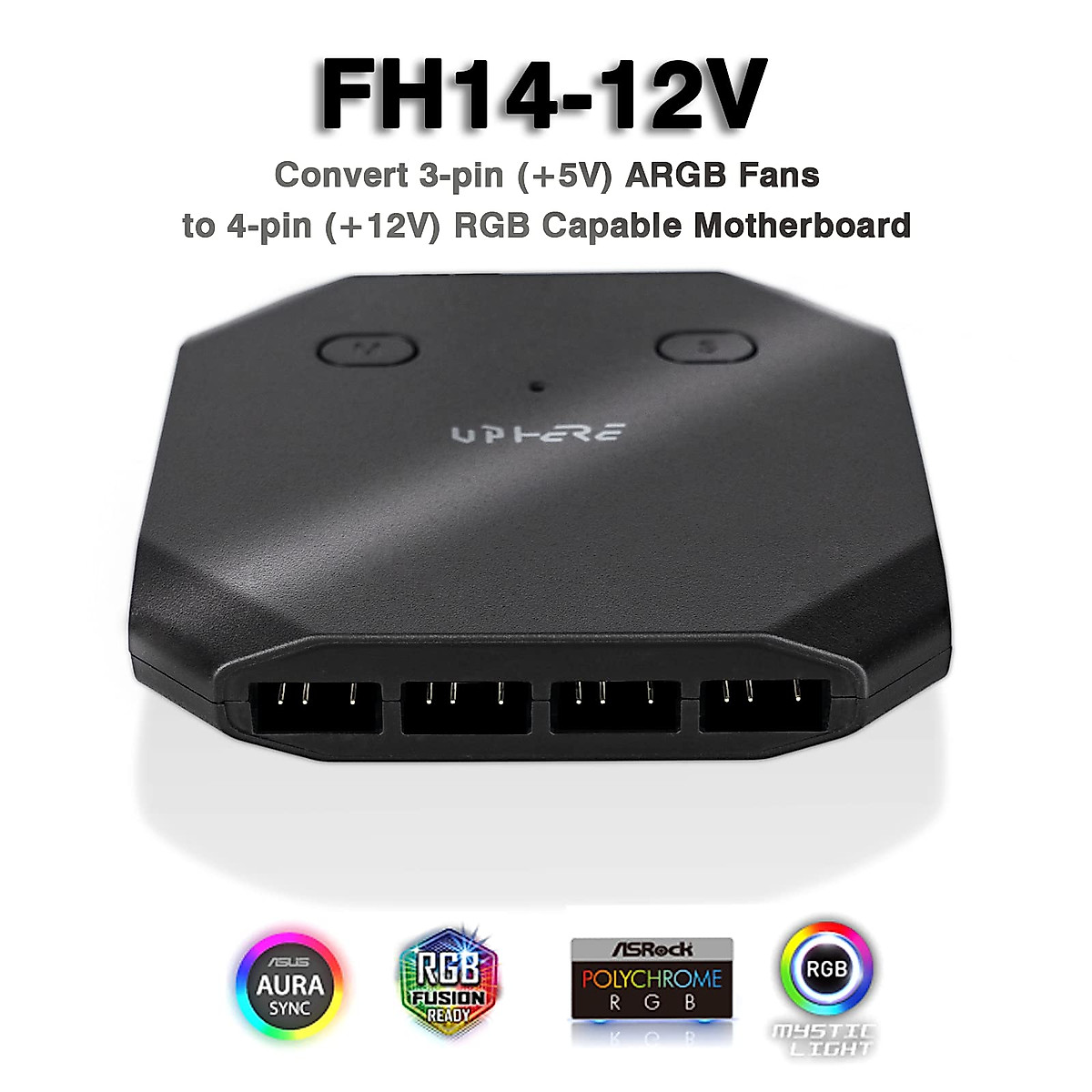 novonest Fan Hub,12V 4PIN to 5V 3PIN Addressable RGB Fan Controller with SATA Interface Power Input,Support PWM 4PIN,Comes with Reset Button Line,Up to 14 Fans,FH14-12V