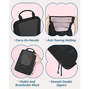 BAGSMART Compression Packing Cubes for Travel, 6 Set Travel Packing Cubes for Suitcases, Compression Suitcase Organizer Bags Set for Travel Essentials, Lightweight Packing Organizers