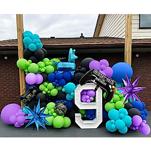150Pcs Purple Blue Green Black Game Balloon Garland Kit for Video Game Theme Birthday Party Decorations, Video Game Party Supplies Gamer Decorations