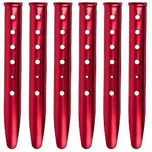 TRIWONDER 6X Snow and Sand Tent Stakes Pegs - Aluminum U-Shaped Tent Pegs Tent Nails Lightweight for Camping Hiking Backpacking (Red - U-Shaped - 12.2 Inches)