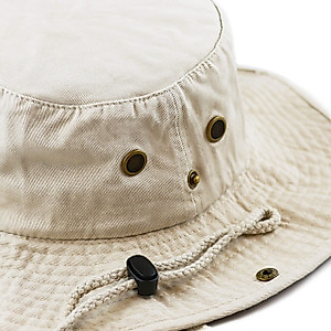 The Hat Depot 300N1510 Wide Brim Foldable Double-Sided Outdoor Boonie Bucket Hat (L/XL, 2. Cotton - Putty)