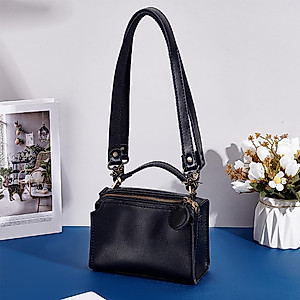 PH PandaHall 2pcs 22 Inch Black Leather Replacement Handles, 20mm Wide Purses Straps Handbags Shoulder Bag Strap with Antique Bronze Swivel Lobster Buckles for DIY Bag Making