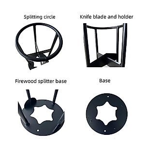 HaTur Firewood Kindling Splitter Wood Cutter Cracker Cast Steel Manual Log Splitter with Gloves for Home, Outdoor Camping, Crisscross Type, Quick Split into 4 PCS