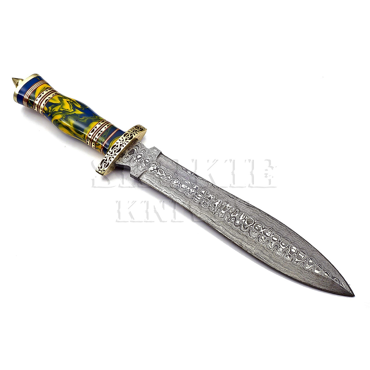 Skokie Knives Custom Hand Made Damascus Steel Hunting Knife Handle Acrylic