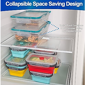 Collapsible Stackable Food Storage Containers 4pc- Silicone, Portable, Leak Proof, Airtight Lunch Boxes with Durable and Space-Saving Design for Meal Prep, Freezer, Pantry, and Bento Use (green, 8)