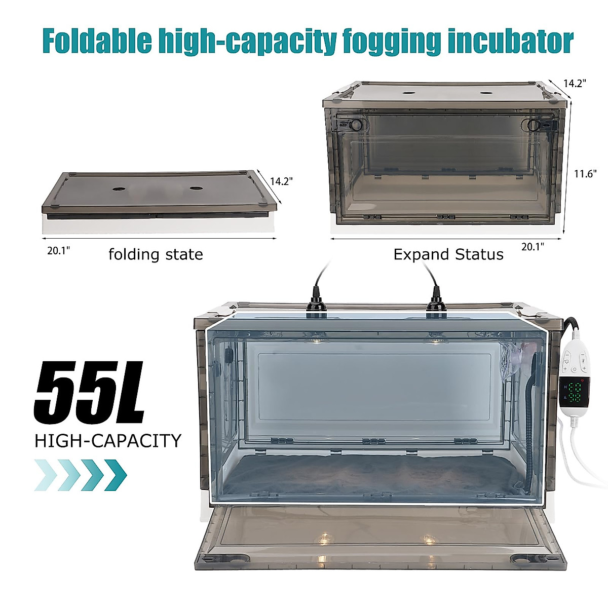 LZWUNYXE Puppy Incubator-Incubator for Puppies with Heating and Oxygenator,Kitten Incubator with Pet Bed Mat Dog Incubator for Newborn Puppies Puppy Whelping Supplies with Temperature Detection (55L)
