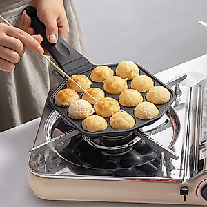 Takoyaki Grill Pan,14 Holes Nonstick Takoyaki Grill Pan Cooking Baking Mold Tool for Making Poffertjes Pancake Balls,Thai Kanom Krok and Other Small Desserts,1.57" Hole Diameter