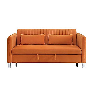 Lexicon Greyford Convertible Studio Sofa with Pull-Out Bed, Orange