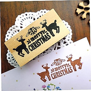 Abaodam Christmas Wooden 6 Pcs Christmas Deer Seal Making Stamp Christmas Album Christmas Stamper Wooden Craft Stamp DIY Stamper for Stamps Gift Seal Stamps Wood Stamper Elk Cake
