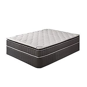 Pillowtop Pocketed Coil Hybrid Mattress and 4" Low Profile Wood Box Spring Foundation Set,