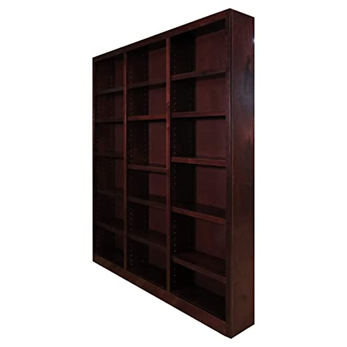 Traditional 84" Tall 18-Shelf Triple Wide Wood Bookcase in Cherry
