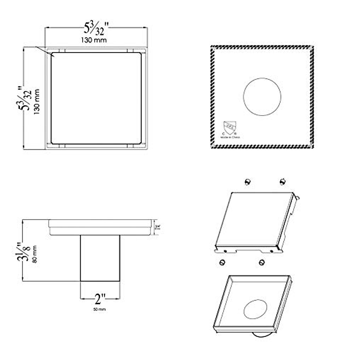 Alfi ABSD55B-PSS Shower Drain, Polished Stainless Steel