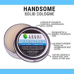 Aromi Solid Cologne | Sweet, Vanilla, Musk Fragrance, Vegan and Cruelty-free Scent, Portable, Travel, Small Gift, Men's Stocking Stuffer, Alcohol-free (Handsome)