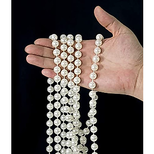 12 Pieces Faux Pearl Necklaces, 35inch White Fake Pearl Bead Garland, Plastic Beaded Costume Jewelry Flapper Party Accessories for Wedding Bridal Shower Birthday Tea Party Decorations Party Favors