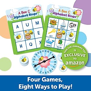 Learning Resources Super Spring Bingo Bundle Preschool Game - Ages 3+ Colors, Shapes, and Numbers Recognition, Preschool Learning Games, Toddler Games