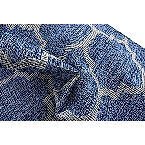 Unique Loom Trellis Collection Area Rug-Lattice Design, Moroccan Inspired for Indoor/Outdoor Décor, 4' 0" x 6' 0", Navy Blue/Gray