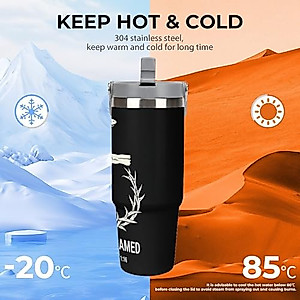 Christian Cross Not Ashamed Romans 116 Crown 30 OZ Insulated Tumblers with Handle And Straw Leakproof Vacuum Insulated Stainless Steel Water Bottle for Car Fishing Travel
