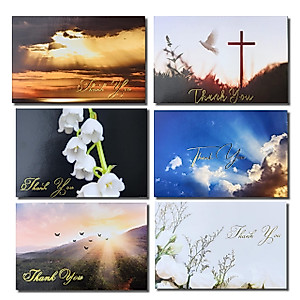 Asiren Greetings Sympathy Thank You Cards - Funeral Thank You Cards - 12 Beautiful Designs with Gold Foil, Message Inside, and Envelopes