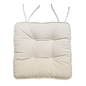 GZHOME Tatami Seat Cushion,Square Corduroy Chair Pad Comfort Soft Chair Cushion with Ties,Ergonomic Thick Seat Pad Meditation Cushion for Living Room Balcony Kitchen(45x45x8(18x18x3inch), White)