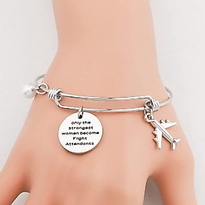Gzrlyf Flight Attendant Bracelet Flight School Gifts for Flight Attendants Graduation Gifts only the Strongest Women become Flight Attendants (Bracelet)