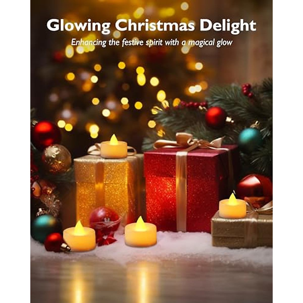 Homemory Value 24Pack Flameless LED Candles Tea Lights Battery Operated, 200+Hours Electric Fake Plasitc Candles Tealights for Votive, Halloween, Pumkin, Ofrenda, Diya, Table Decor, Funeral, Amber