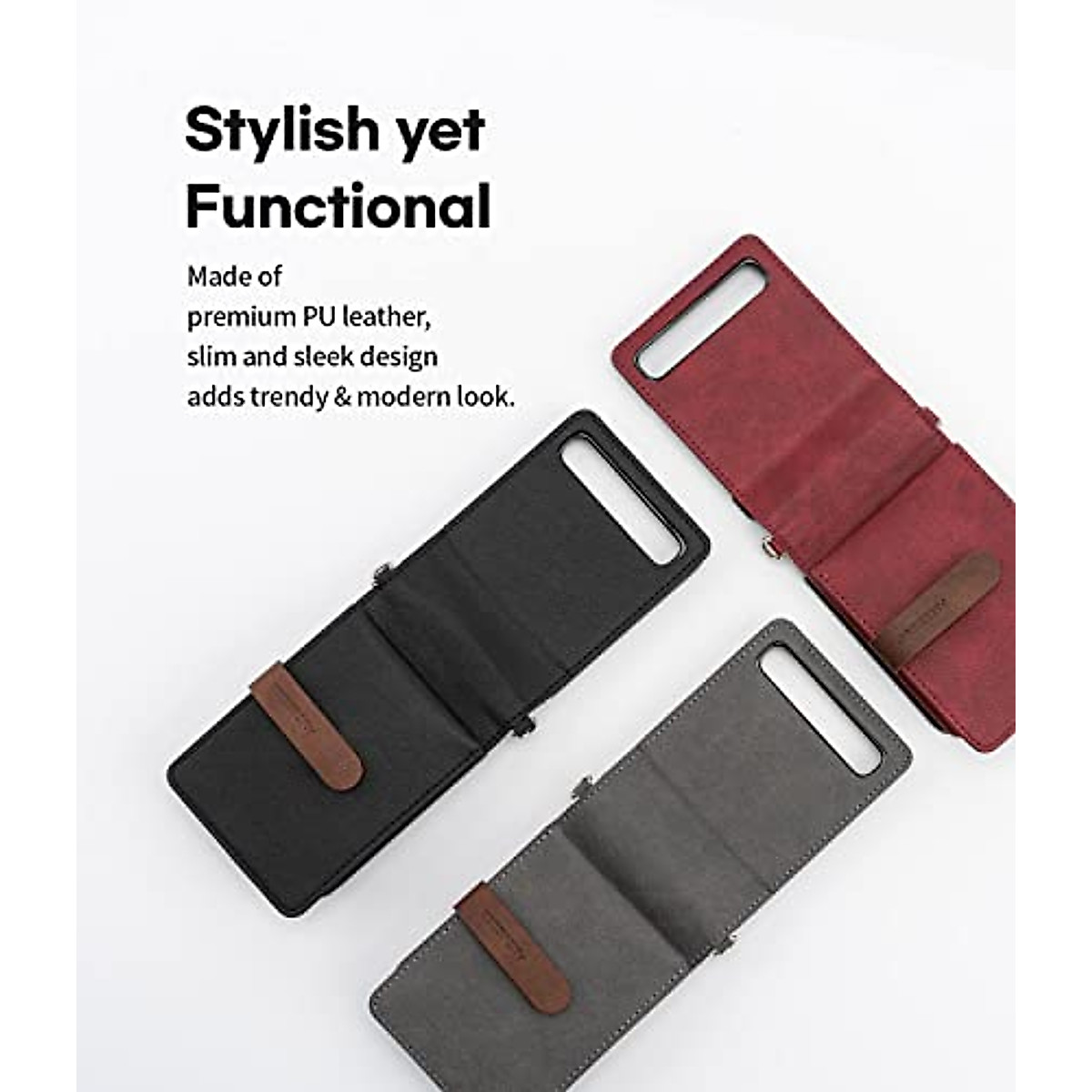 GOOSPERY Wallet Case Compatible with Galaxy Z Flip, Detachable Card Holder 2 Card Pocket Storage Premium PU Leather Adjustable Cross-Body Strap Attached Earbud Cord Organizer (Burgundy) ZFLP-DAR-BD