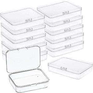 12 Pcs Mini Plastic Storage Containers Box with Lid, 4.5x3.4 Inches Clear Rectangle Box for Collecting Small Items, Beads, Game Pieces, Business Cards, Crafts Accessories