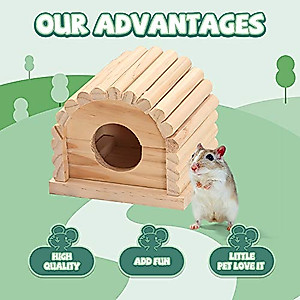 DUANY STORE Mini Wooden Hamster House, 11x10x9cm Small Animal Nesting Habitat，Hamster House Wooden Hut Play Toys Chews