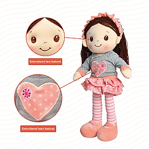 Linzy Toys, Peach 16" Jane Rag Doll, Sleeping Cuddle Buddy for Toddlers, Infants and Babies, Muñecas de trapo para niña, First Doll for Kids, Safe for All Ages.