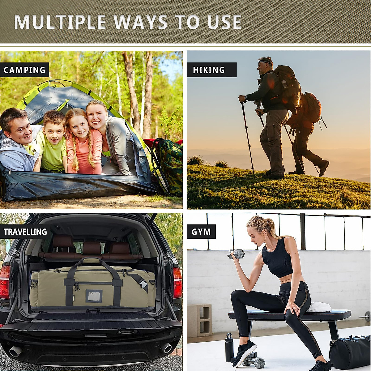 86l Large Duffel Bag For Travel, Gym & Sports - Water Repellent Polyester, Hidden Straps, Shoe Compartment - Perfect Luggage Duffle Bag Or Backpack For Men & Women