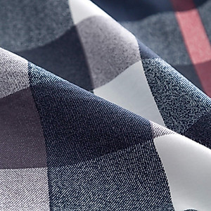 SUSYBAO Plaid Duvet Cover Queen 100% Cotton Navy Blue Tartan Grid Duvet Cover 3 Pieces Set 1 Soft Checkered Gingham Duvet Cover with Zipper Ties 2 Pillowcases Luxury Red Plaid Bedding Set Comfortable