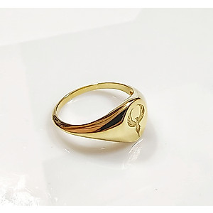 Phoenix Ring, Signet Ring, Animal Ring, Winged Ring, Bird Ring, Hawk Ring, Personalized Ring, Phoenix Jewelry Ring for women (Rose Gold, 7.5)