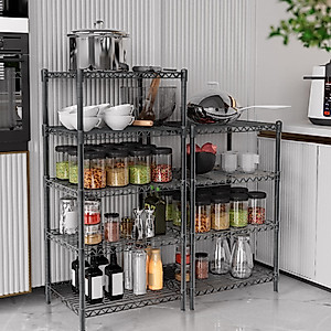 AHEONLAR 3 Tier Grey Storage Racks and Shelving - Heavy Steel Material Pantry Shelves - Adjustable Storage Shelf Metal Storage Rack Wire, Suitable for Warehouses, Closets, Kitchens…