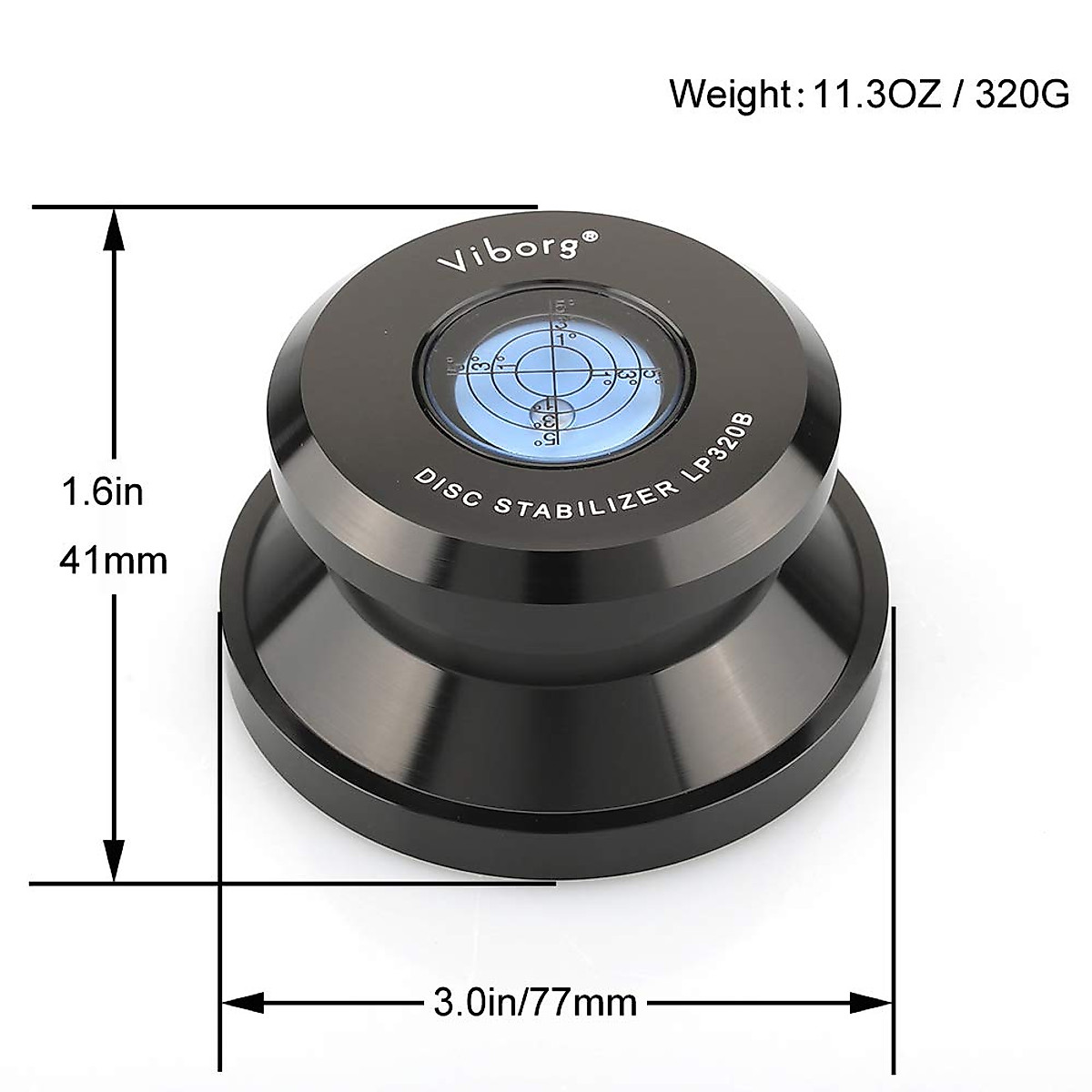 Viborg LP320B Record Weight Turntable Disc Stabilizer 77x41mm Aluminum HiFi Vinyl Clamp 11.3oz LP Phono Record Puck Turntable Level for Vinyl Record Player, Turntables, Phonograph