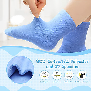 HYzgb Toddler Boys Socks 1T-2T-3T with Grips 12 Pairs Baby Socks 12-18-24 Months Non Slip Cotton Crew Grippers Socks for Toddler Children 1-2-3 Years Old (Black/White/Gray/Skyblue)