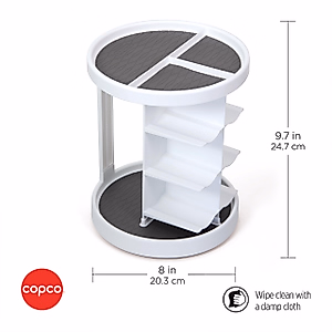 Copco White and Gray 2 Tier Vitamin Turntable with 6 Cradles for Vitamins, Supplements, ect with Non Slip Grip and Stacked Layers for Spae Saving
