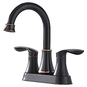 Comllen Oil Rubbed Bronze Bathroom Faucet Centerset 4 Inch Two Handle Bathroom Sink Faucet with Swivel Spout Bronze Faucet for Bathroom Sink Without Pop up Drain Water Supply Lines