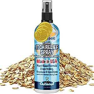 Anti Itch Oatmeal Spray for Dogs and Cats | 100% Natural Soothing Relief for Dry, Itchy, Bitten or Allergy Damaged Skin Treatment | Professional Quality
