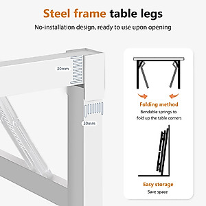 DlandHome Folding Desk Small Desk 31.5 inches Small Computer Desk for Home Office Folding Table Writing Table for Small Spaces No Assembly Required White & White Frame