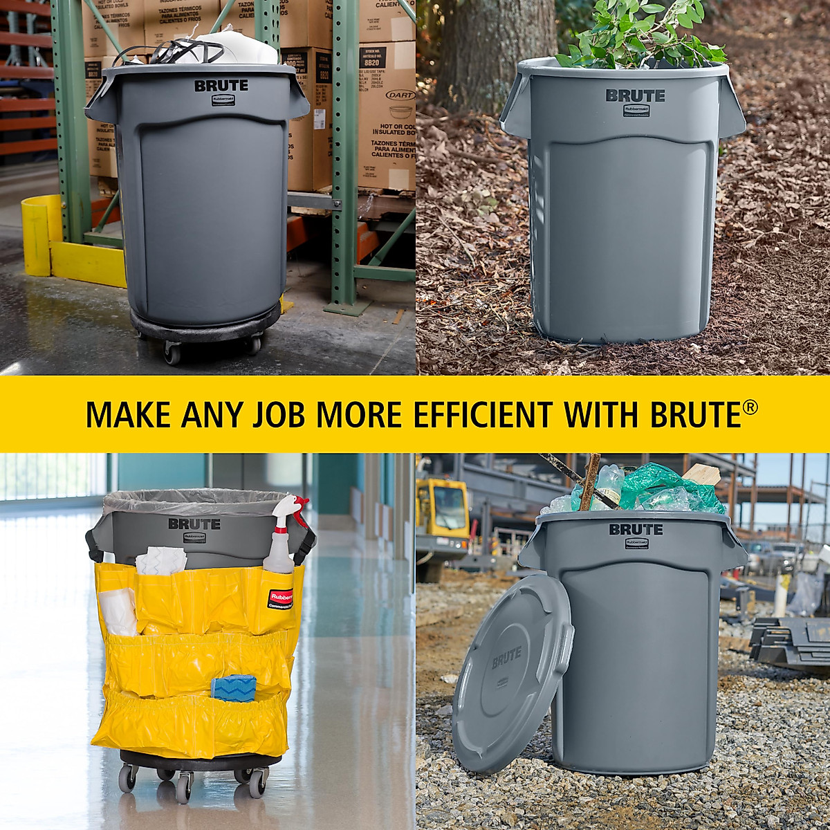 Rubbermaid Commercial Products BRUTE Heavy-Duty Trash/Garbage Can, 32-Gallon, Gray, Waste Container Home/Garage/Mall/Office/Stadium/Bathroom