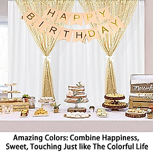 Sequin Curtains 2 Panels 4x10ft Light Gold Shimmer Fabric Window Wall Curtains Drapes Wedding Backdrop Gold Fabric Liner Glitter Curtain Drapes Photo Booth Background Christmas Party Backdrop